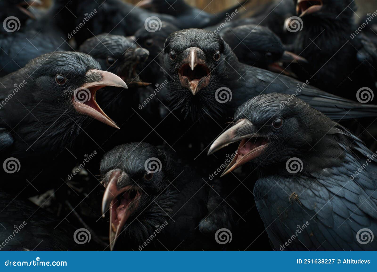 A Group of Crows Cawing Together Stock Image - Image of communication ...