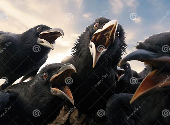 A Group of Crows Looking at the Camera Stock Illustration ...