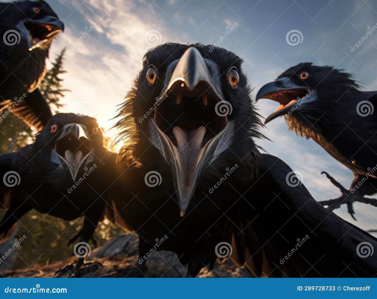 A Group of Crows Looking at the Camera Stock Image - Image of crows ...