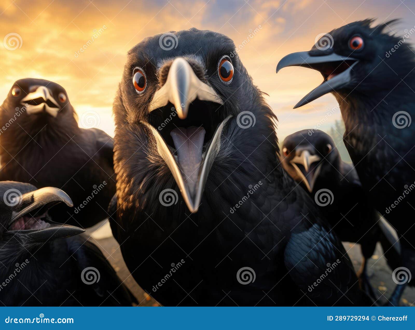 A Group of Crows Looking at the Camera Stock Illustration ...
