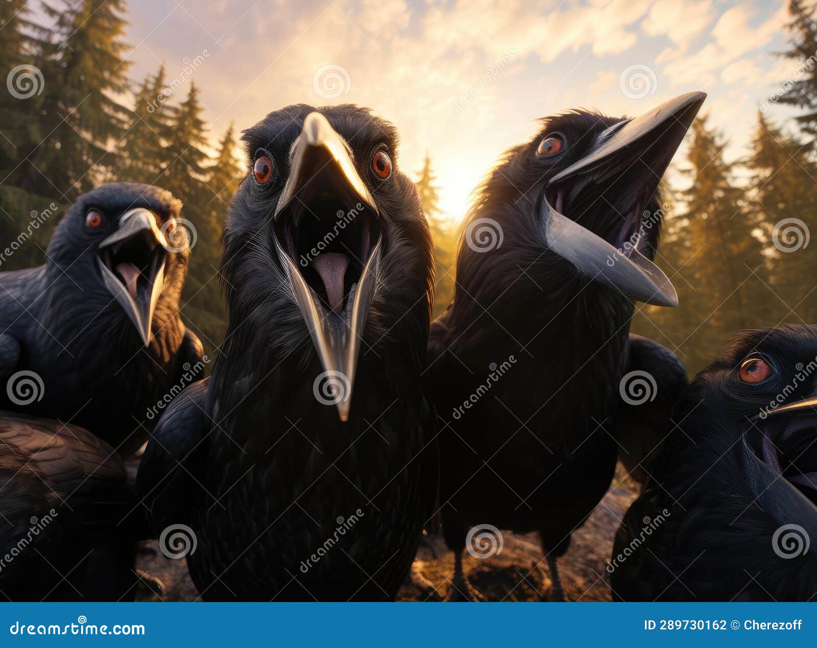 A Group of Crows Looking at the Camera Stock Photo - Image of birds ...