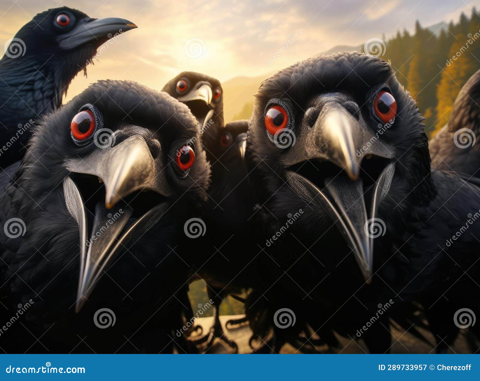A Group of Crows Looking at the Camera Stock Illustration ...