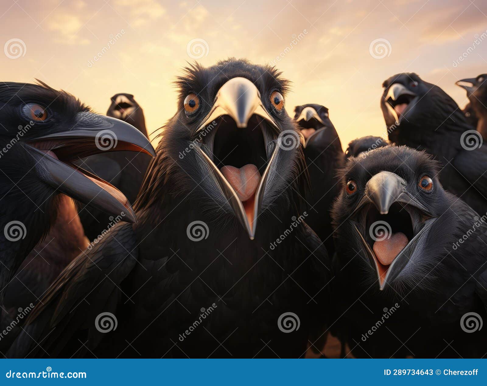 A Group of Crows Looking at the Camera Stock Illustration ...