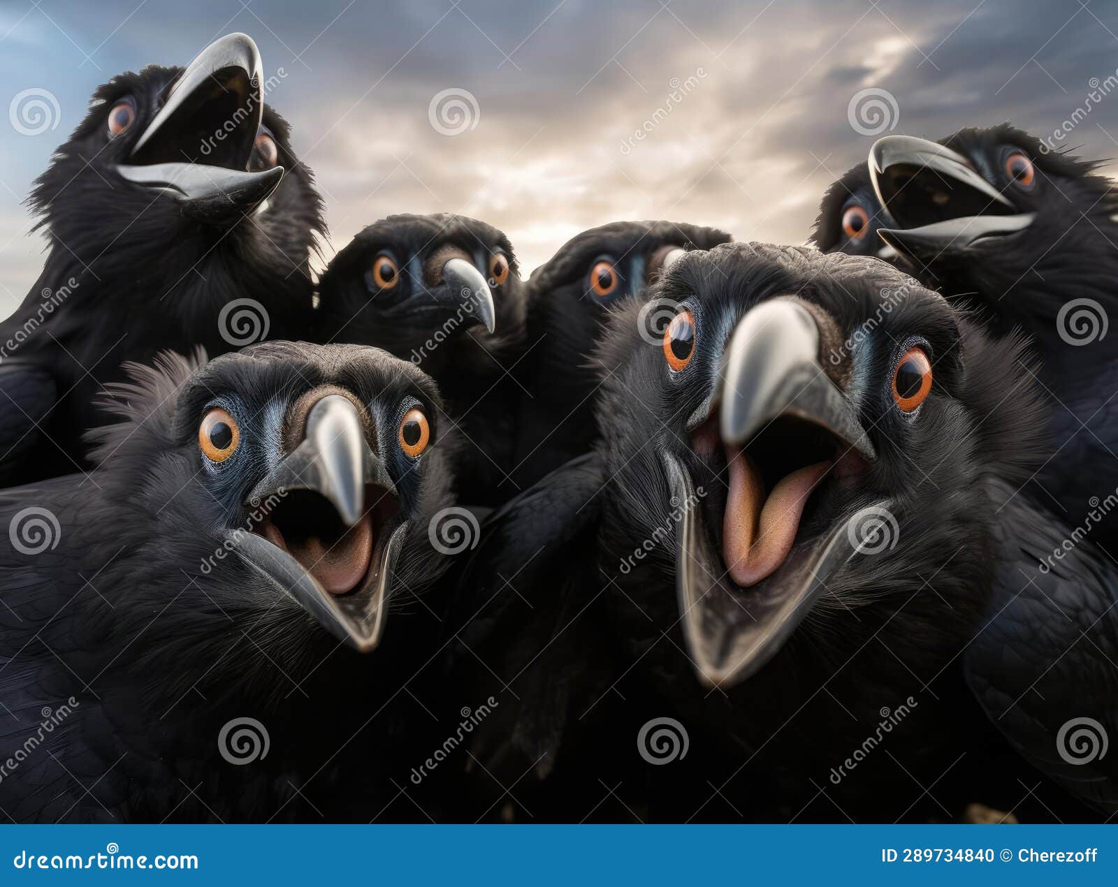 A Group of Crows Looking at the Camera Stock Illustration ...