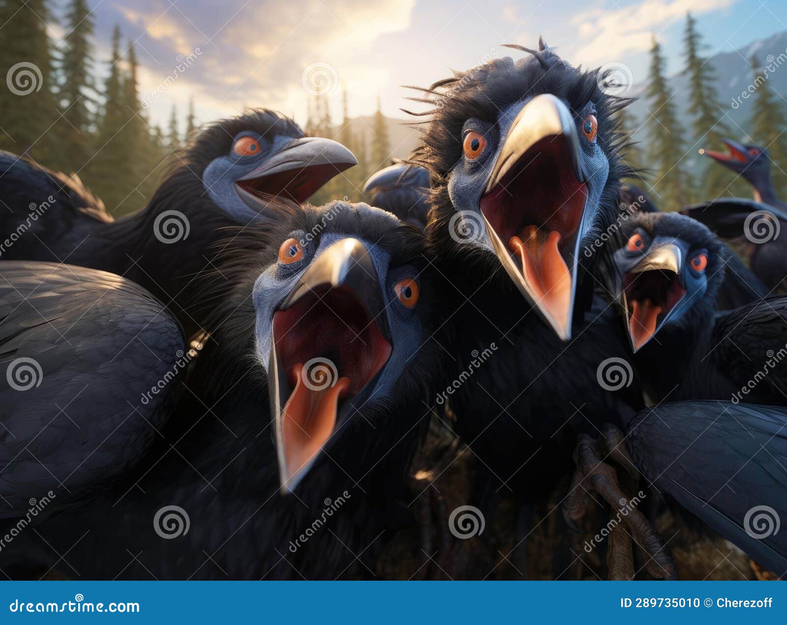 A Group of Crows Looking at the Camera Stock Illustration ...