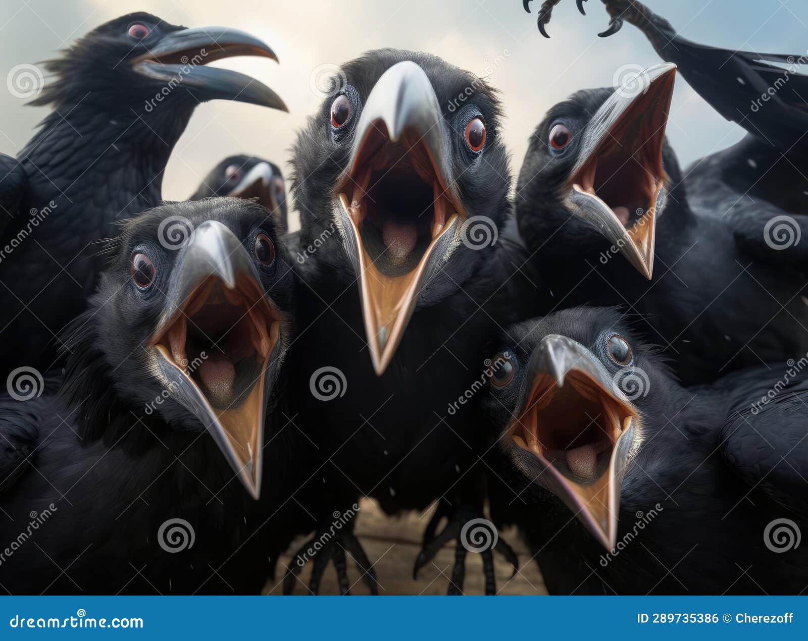 A Group of Crows Looking at the Camera Stock Photo - Image of outdoor ...