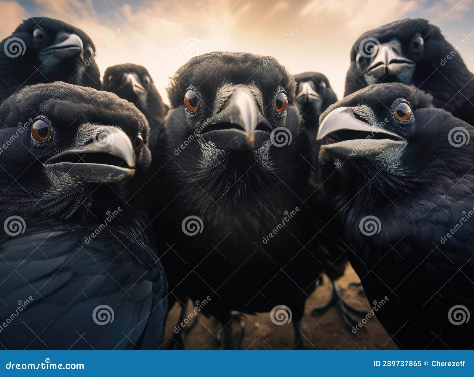 A Group of Crows Looking at the Camera Stock Illustration ...