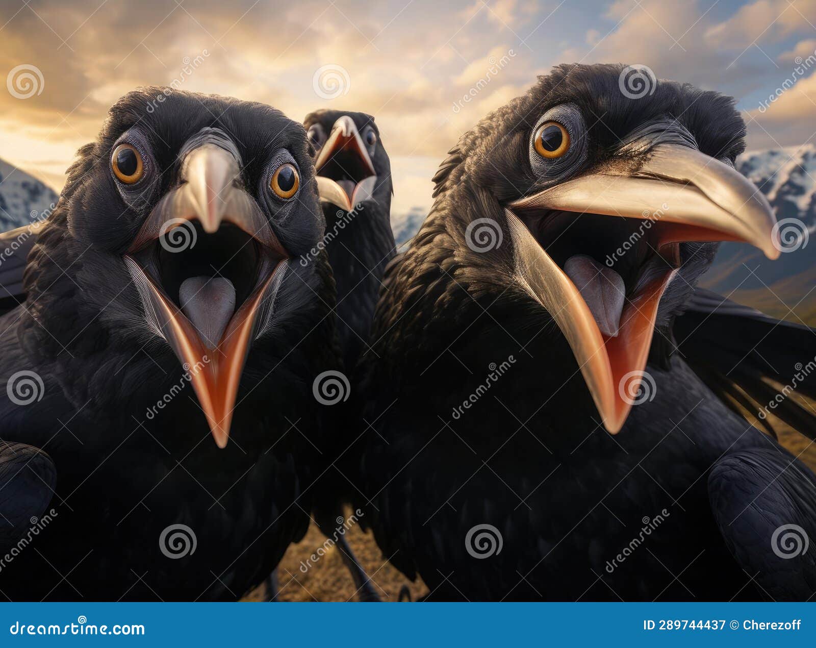 A Group of Crows Looking at the Camera Stock Image - Image of outdoors ...