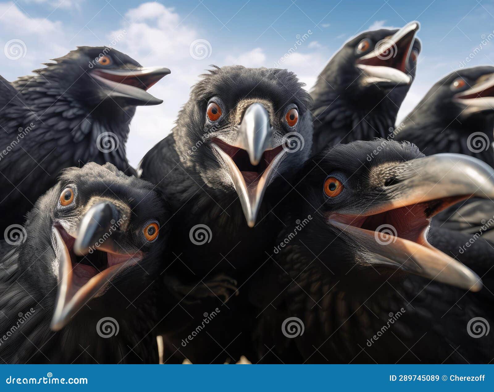 A Group of Crows Looking at the Camera Stock Image - Image of wild ...