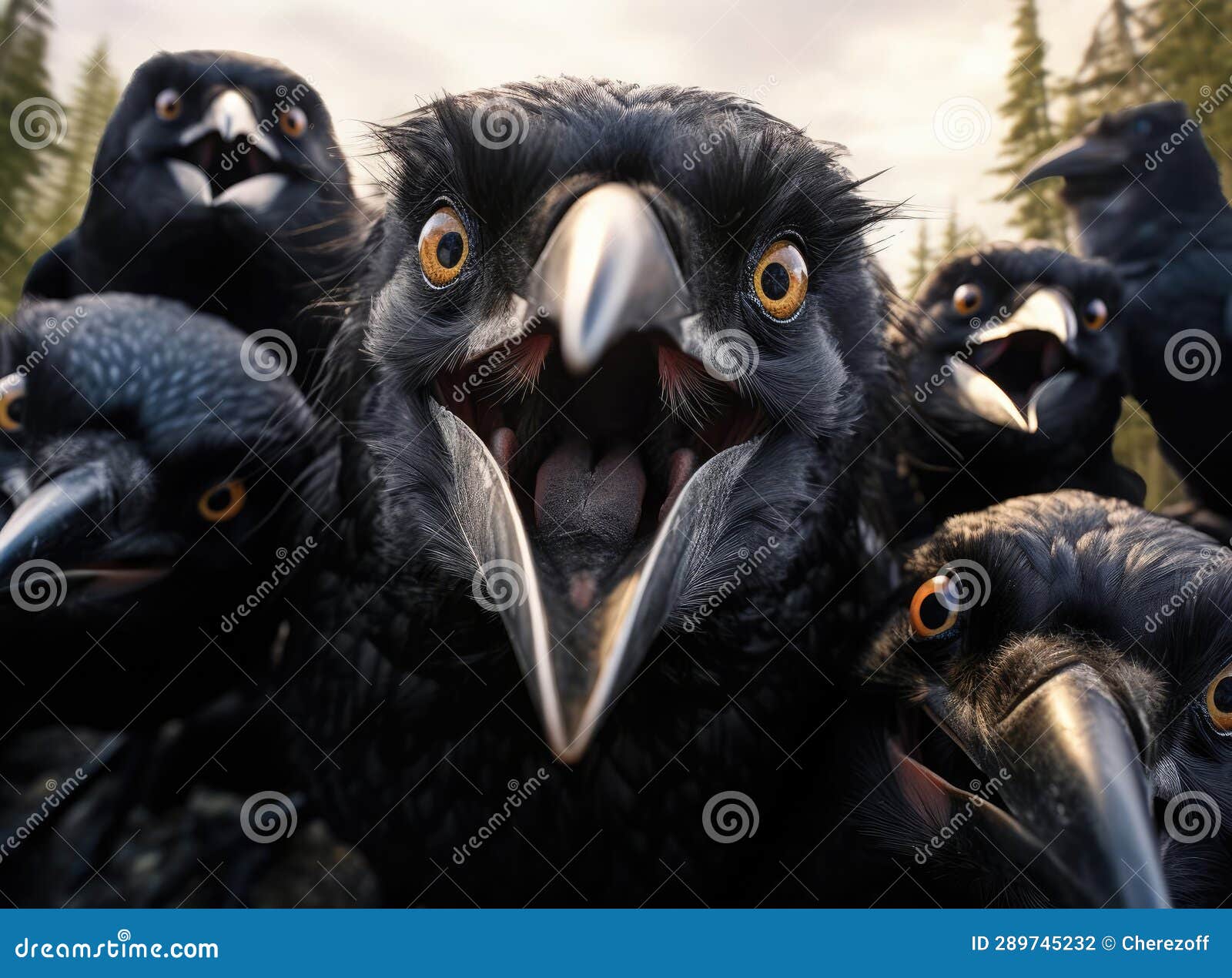 A Group of Crows Looking at the Camera Stock Photo - Image of wing ...