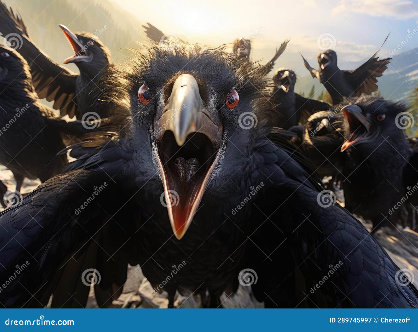A Group of Crows Looking at the Camera Stock Image - Image of wing ...