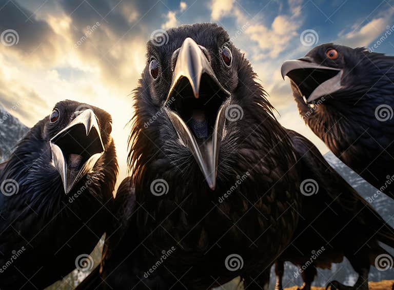 A Group of Crows Looking at the Camera Stock Image - Image of ...