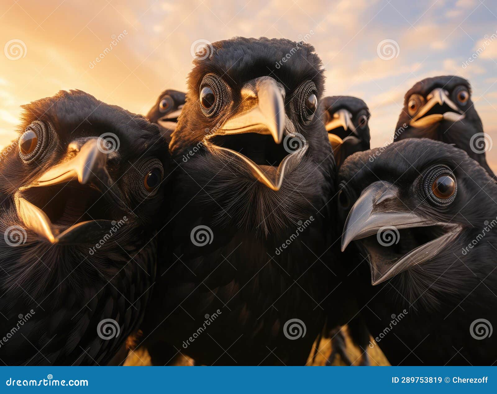 A Group of Crows Looking at the Camera Stock Image - Image of ...