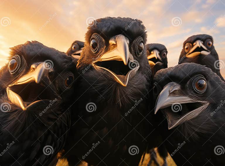 A Group of Crows Looking at the Camera Stock Image - Image of ...