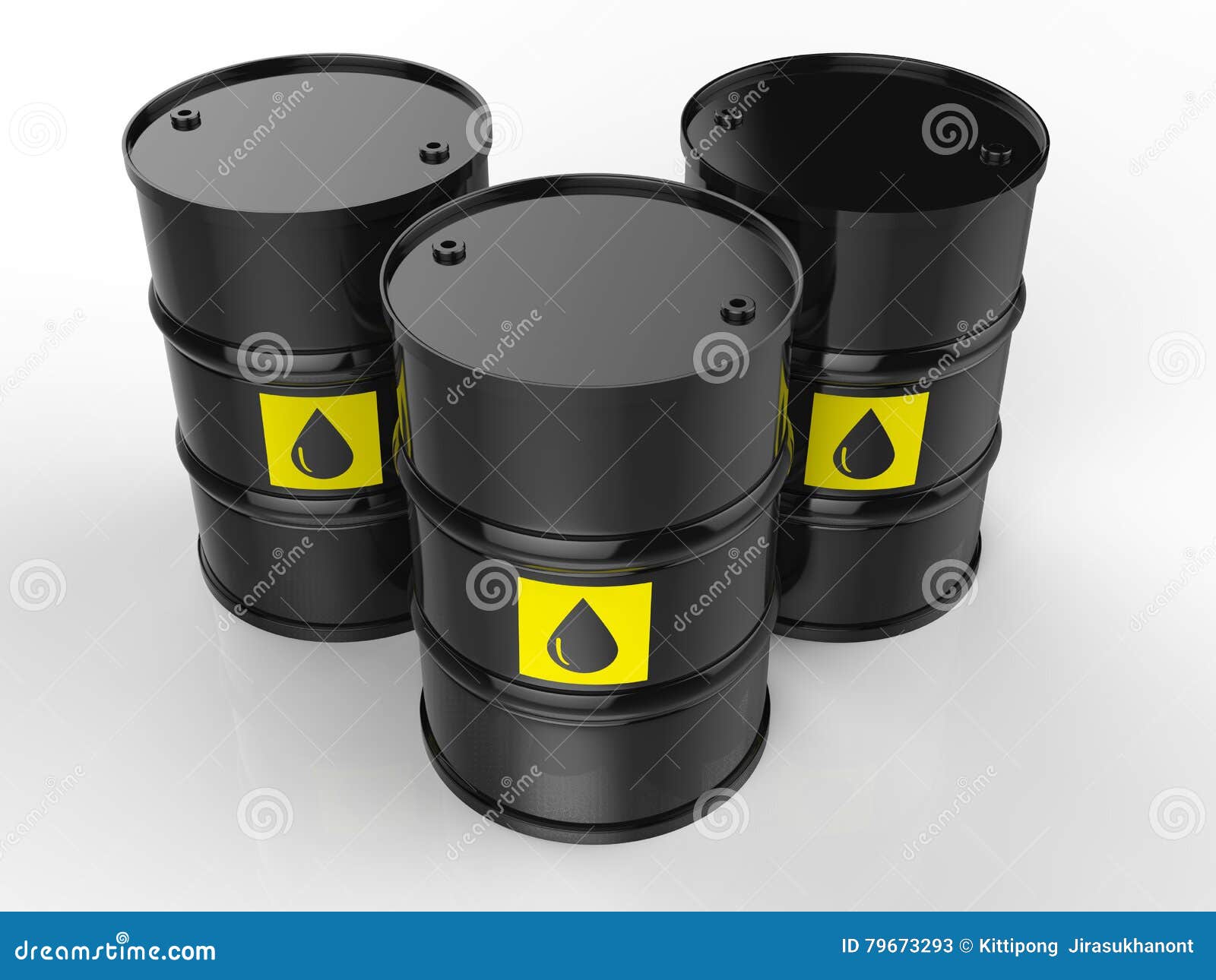 Group of Crude Oil Barrels with Yellow Label Stock Illustration ...