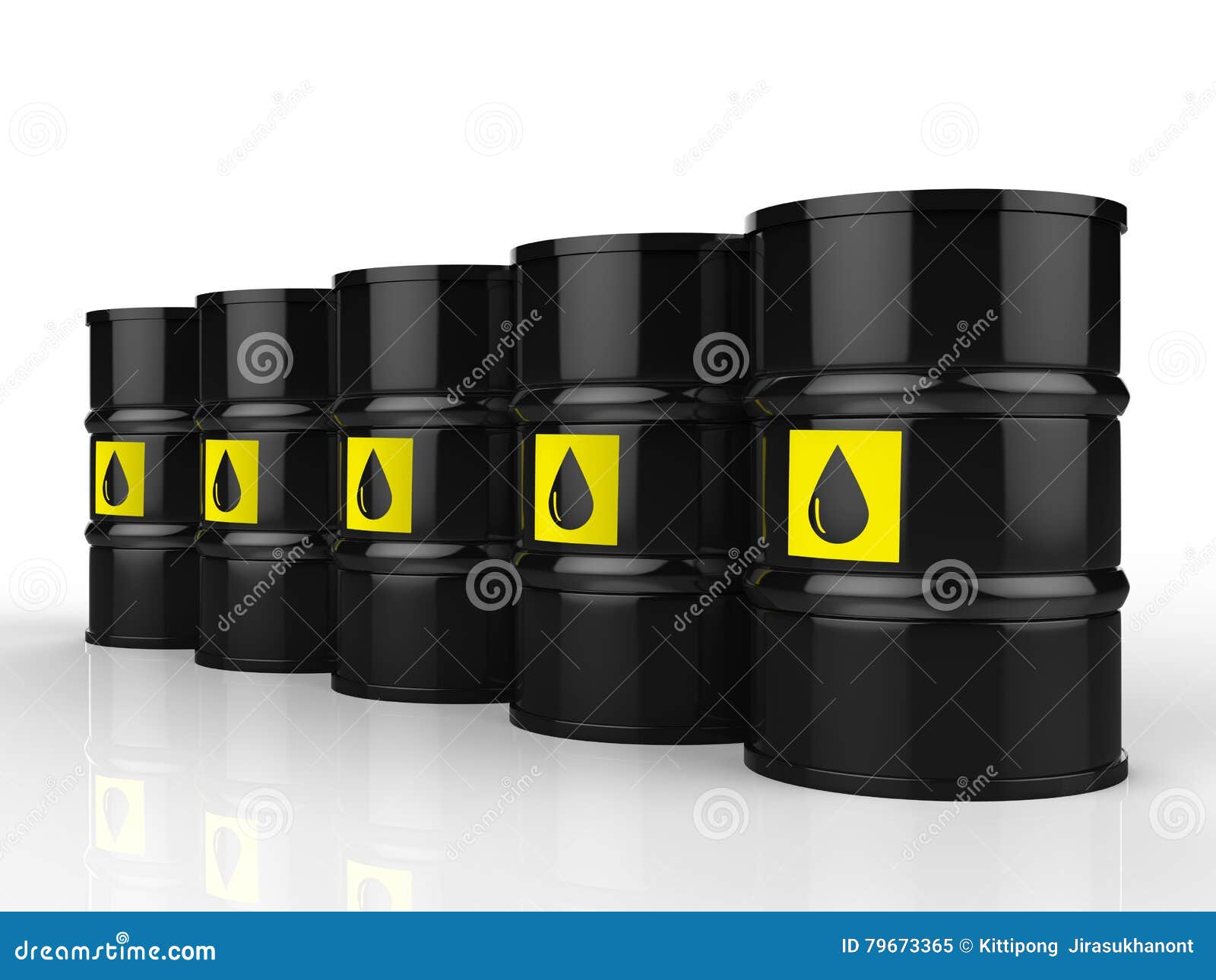 Group of Crude Oil Barrels with Yellow Label Stock Illustration ...