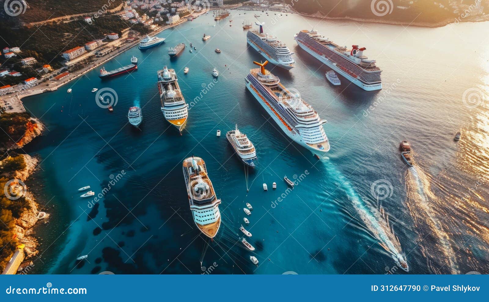 Group of Cruise Ship in Harbour Stock Photo - Image of resort ...