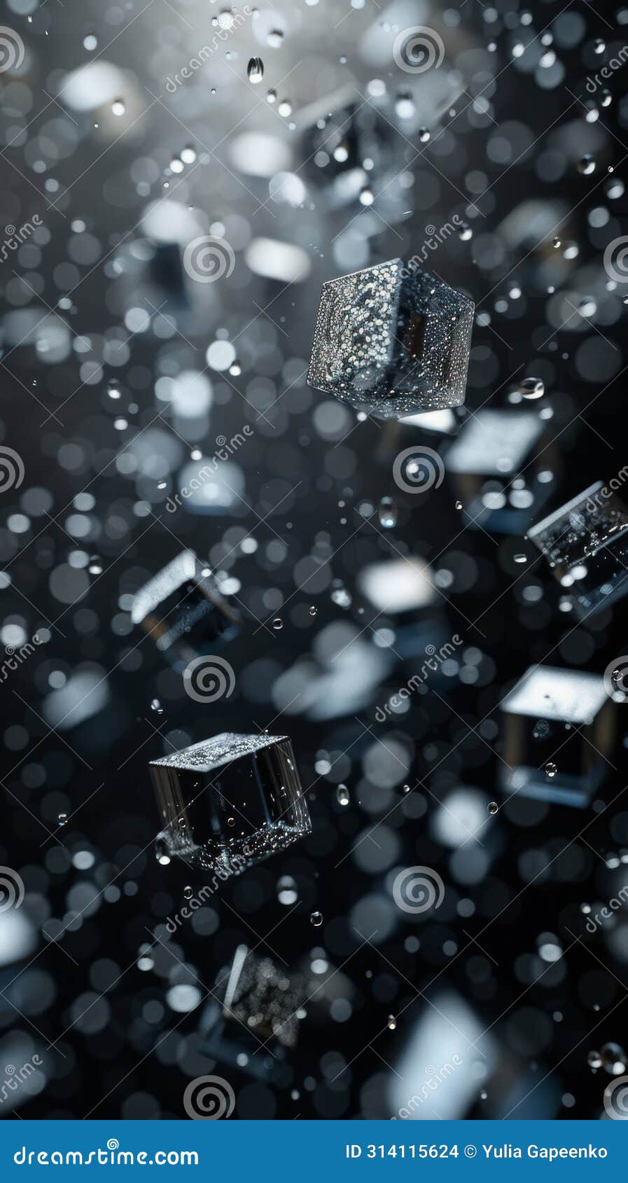 Floating Crystal Cubes stock photo. Image of cubes, generative - 314115624