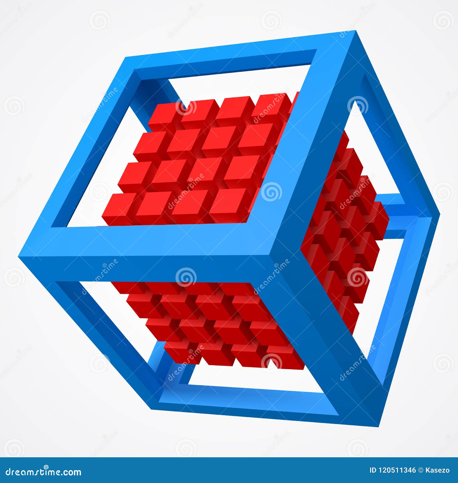 Group of Cubes, in Cubic Frame. 3d Style Vector Illustration Stock ...