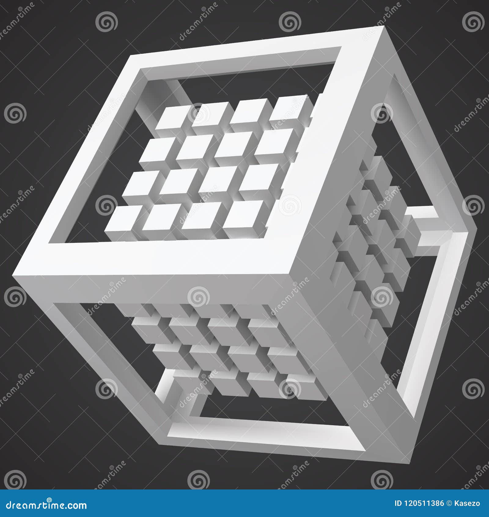 Group of Cubes, in Cubic Frame. White Version. 3d Style Vector ...