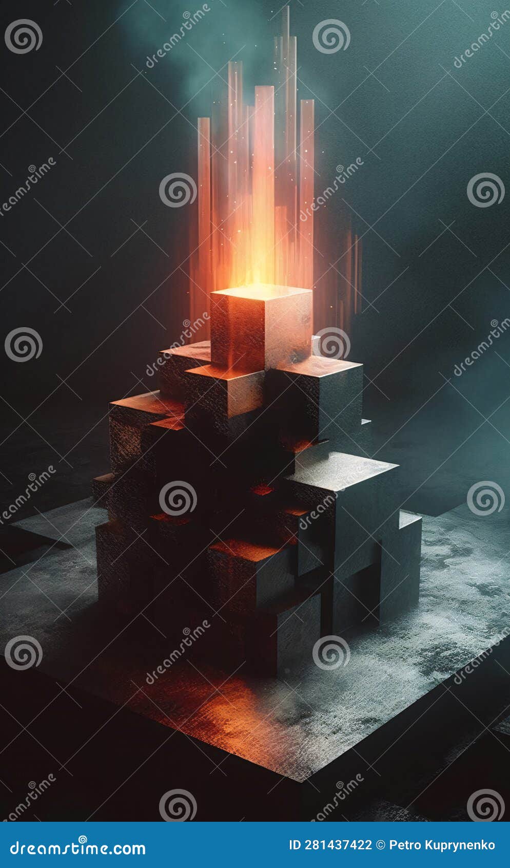 A Group of Cubes Sitting on Top of a Table an Nuclear Art Casting a ...