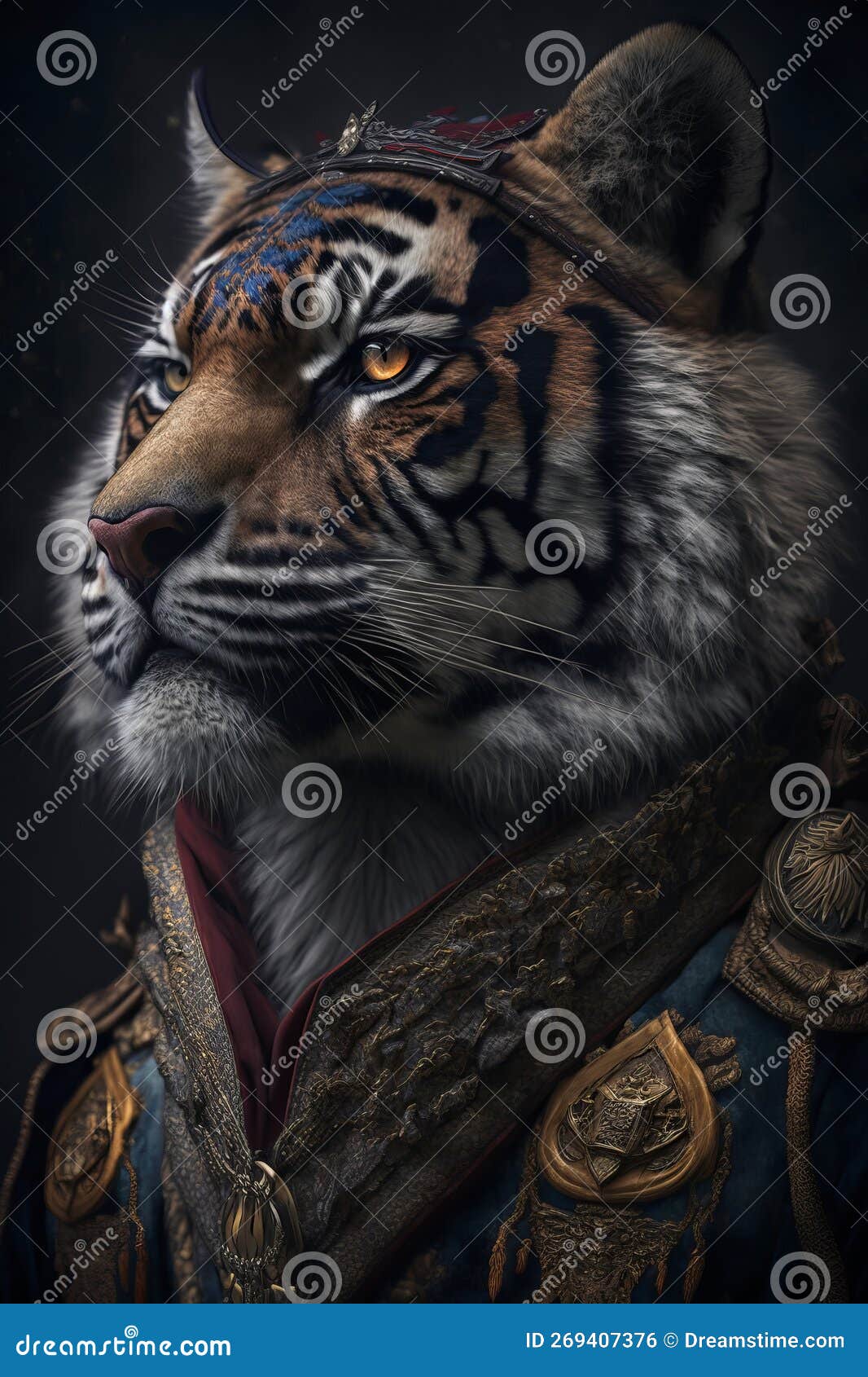 Tiger General Dressed in Military Clothes Stock Illustration ...