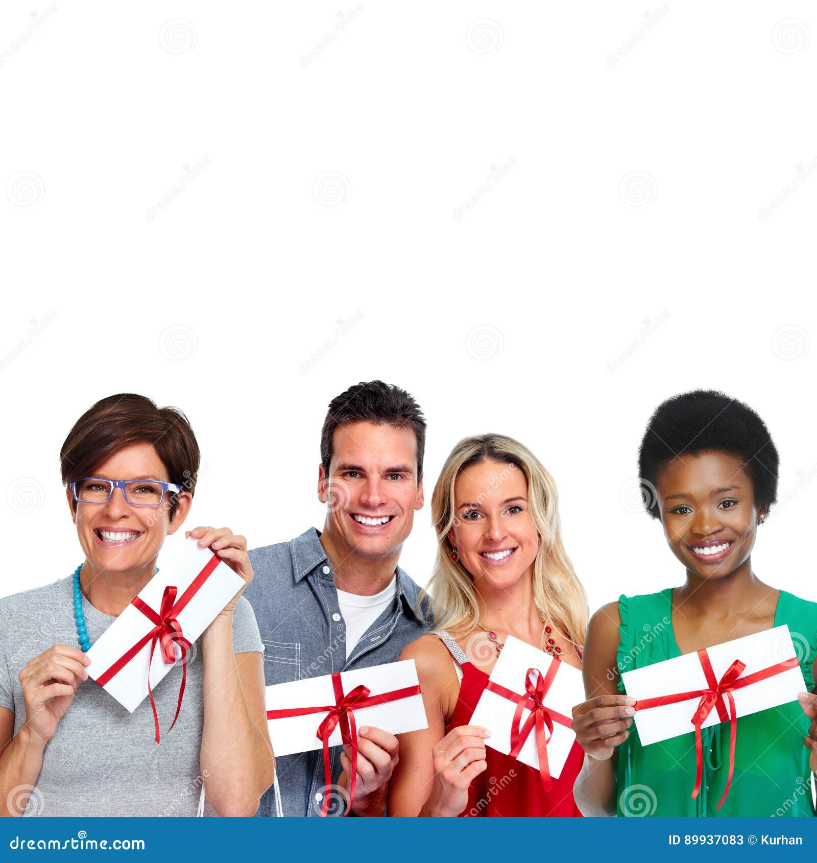 Group of Customers with Envelope Gift. Stock Image - Image of person ...