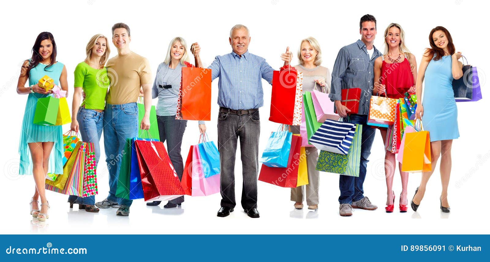 Group of Customers with Shopping Bags. Stock Image - Image of group ...