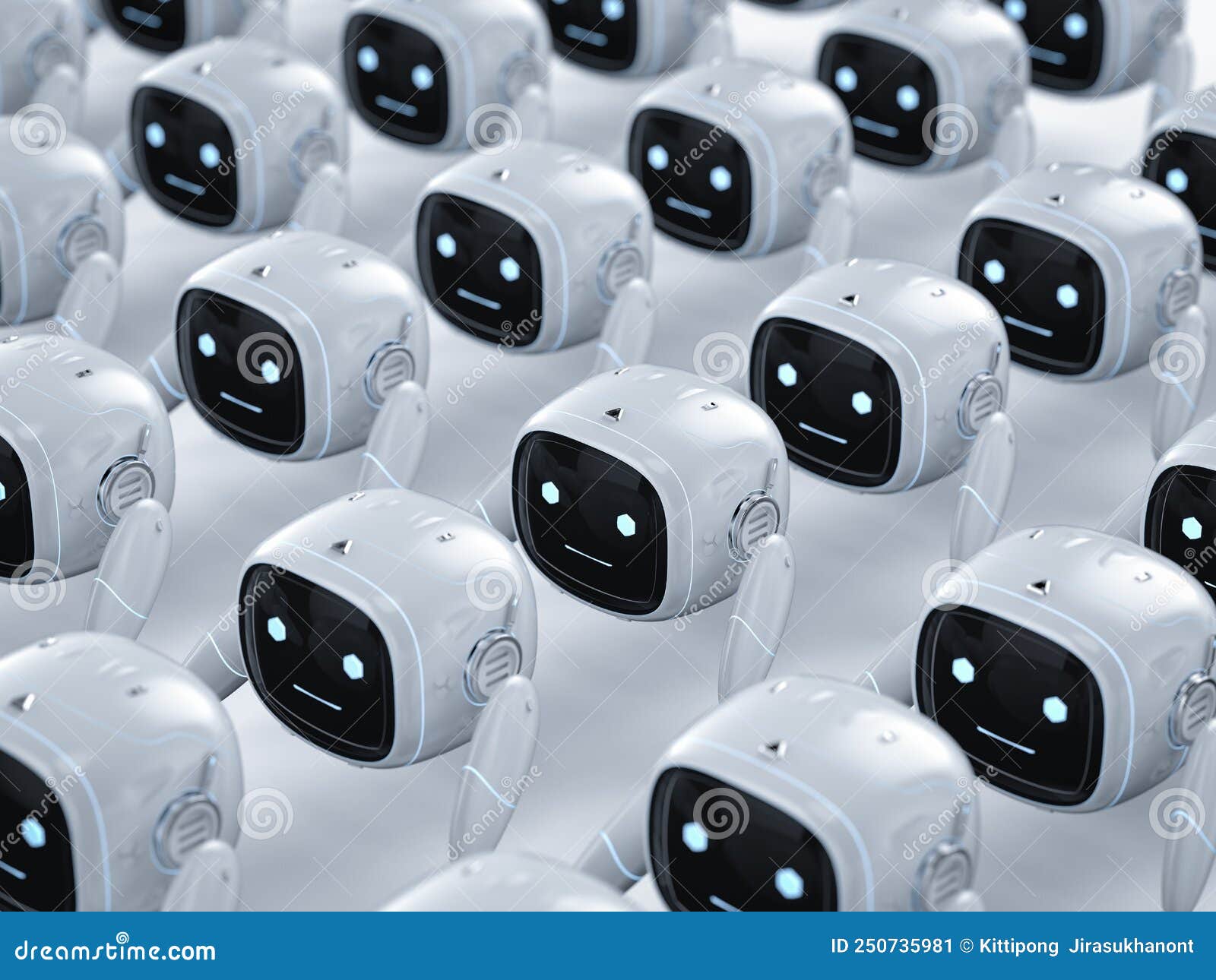 Group of Cute Assistant Artificial Intelligence Robots No Leg Stock ...