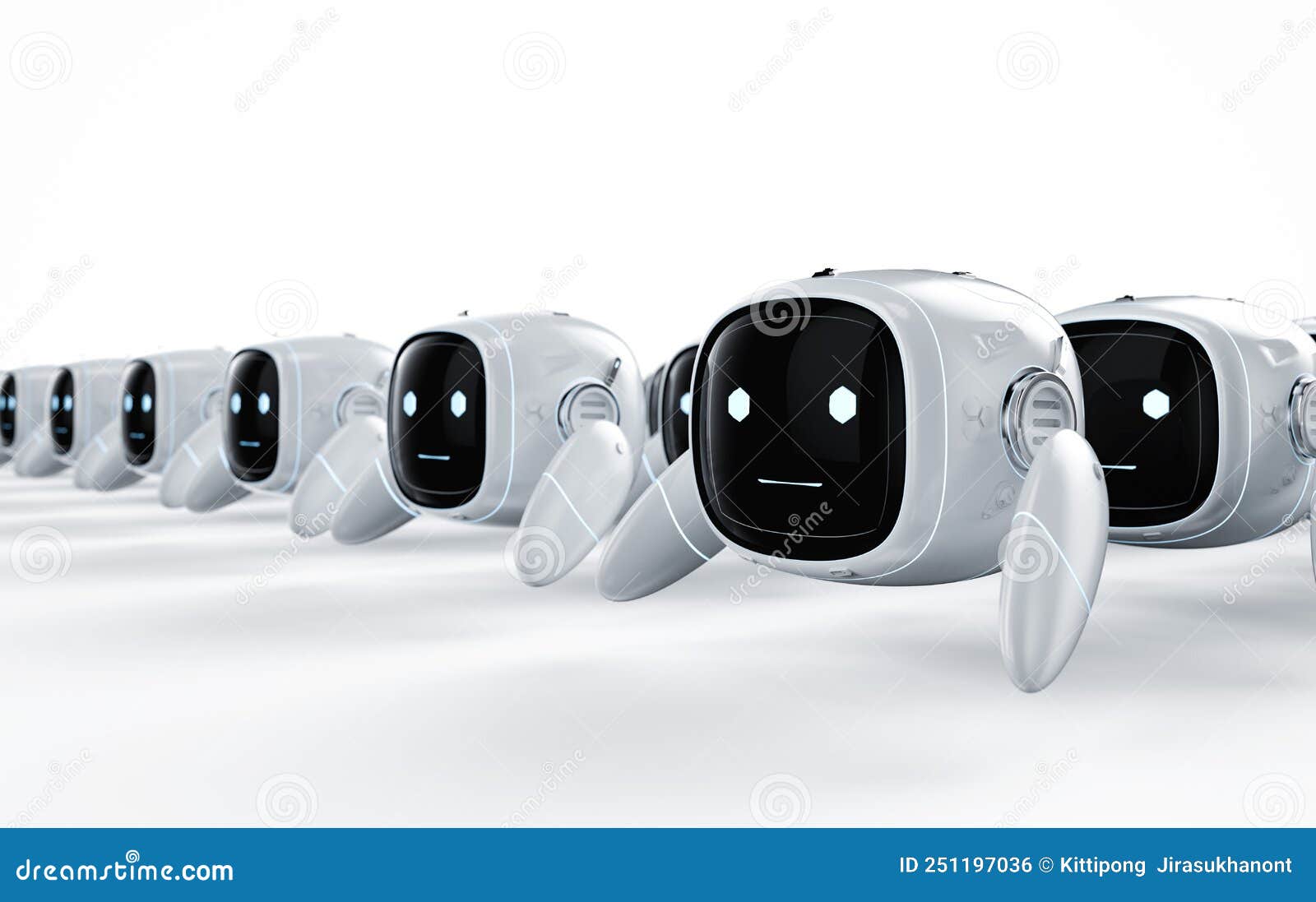 Group of Cute Assistant Artificial Intelligence Robots No Leg Stock ...