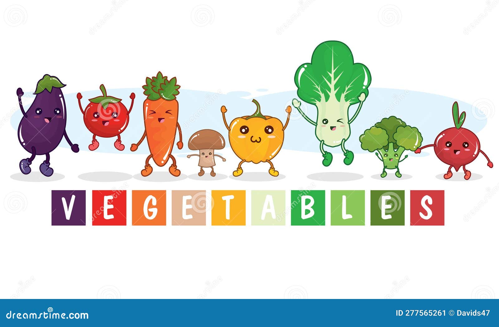 Group of Cute Colored Vegetables Characters Vector Stock Vector ...