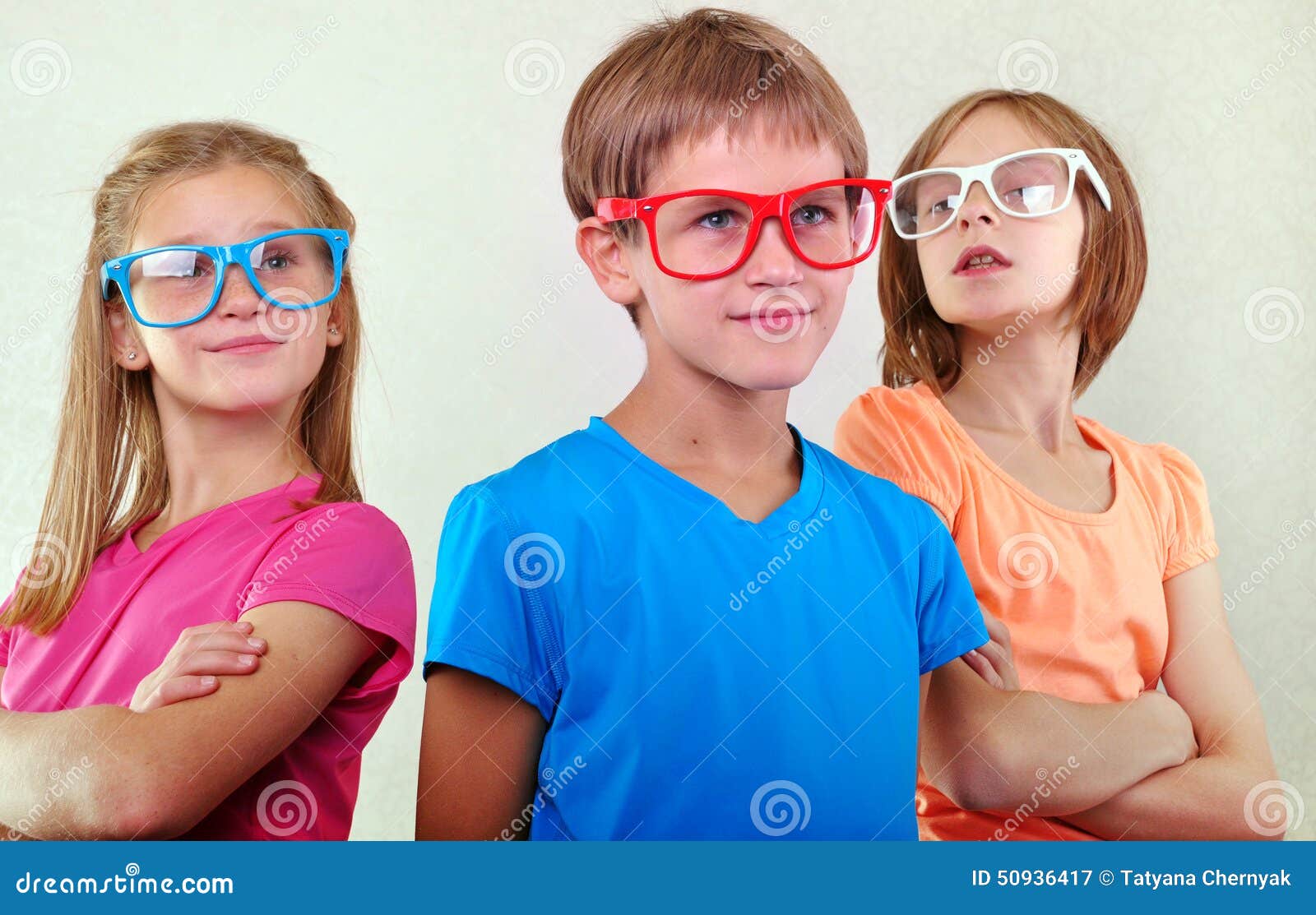 Group of Cute Kids with Eyeglasses Stock Image - Image of indoors ...