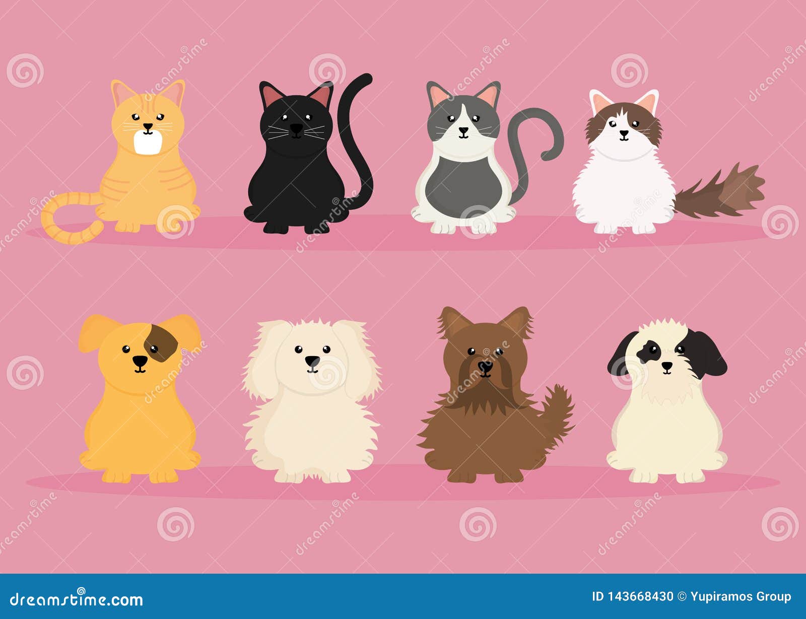 Group of Cute Pets Characters Stock Vector - Illustration of sketch ...