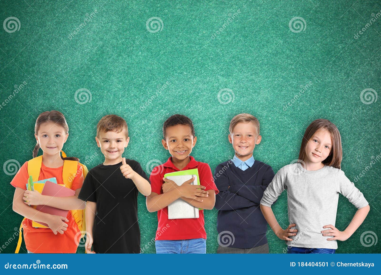 Group of School Children and Chalkboard on Background Stock Image ...