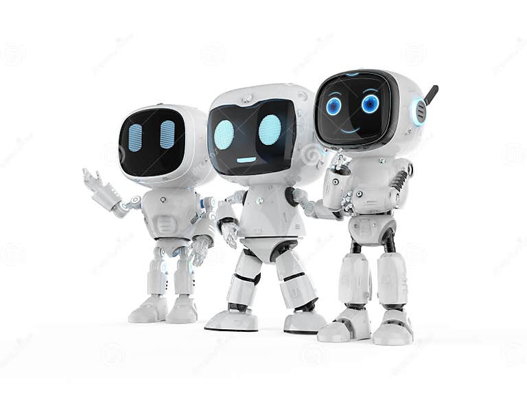 Group of Cute and Small Artificial Intelligence Personal Assistant ...