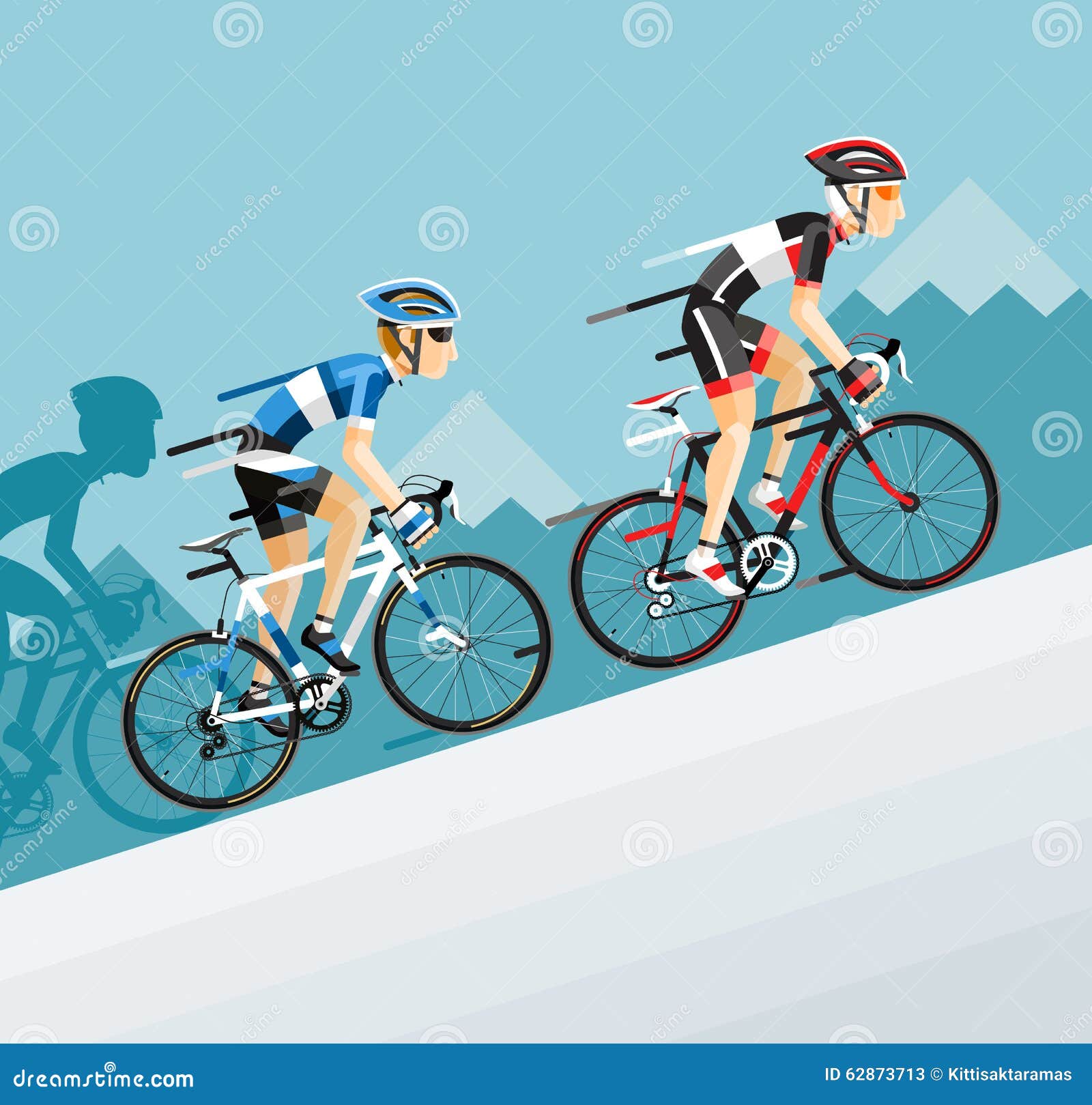 Group of Cyclists Man in Road Bicycle Racing Go To the Mountain. Stock ...