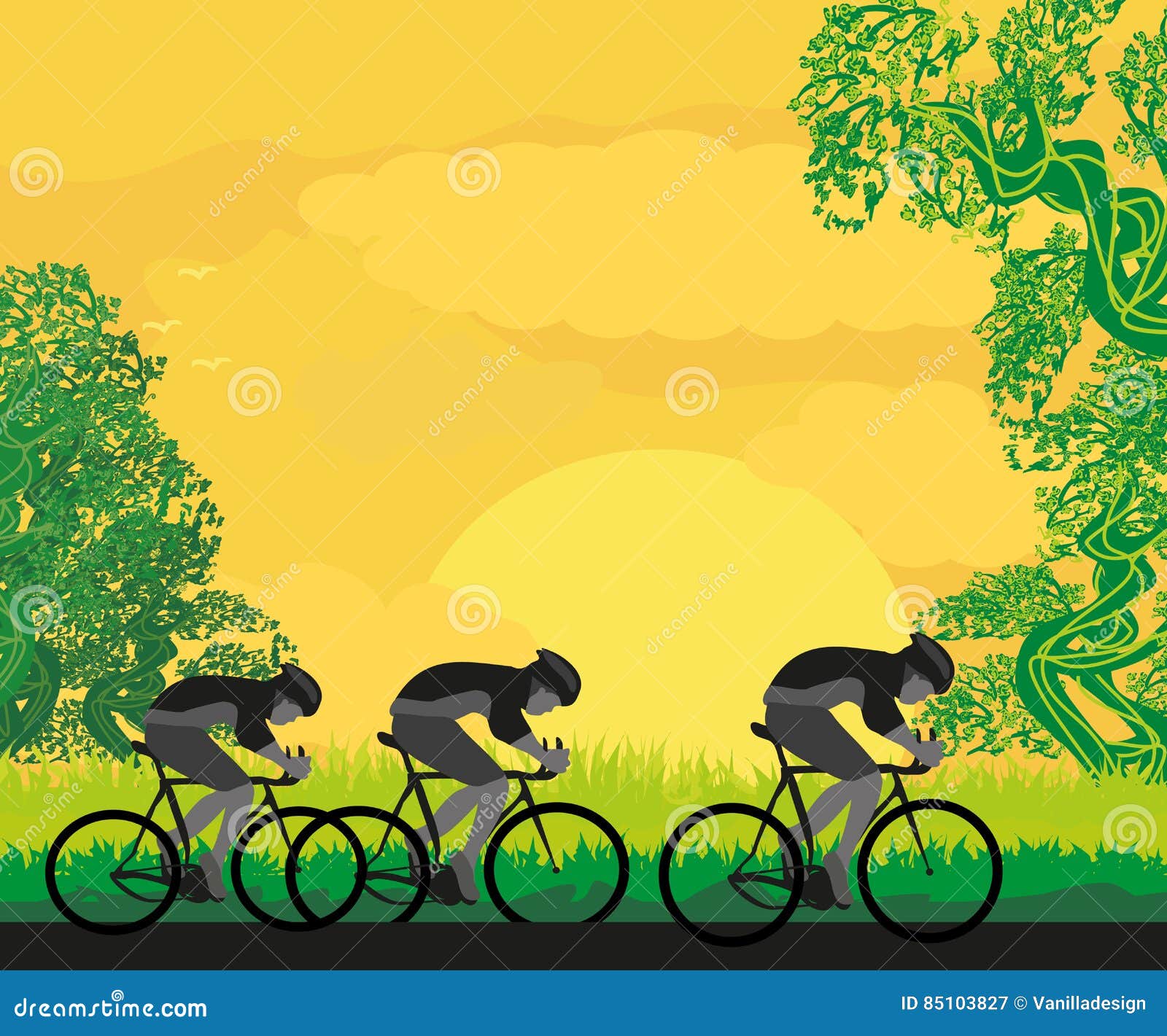 Group of Cyclists stock vector. Illustration of illustrationn - 85103827