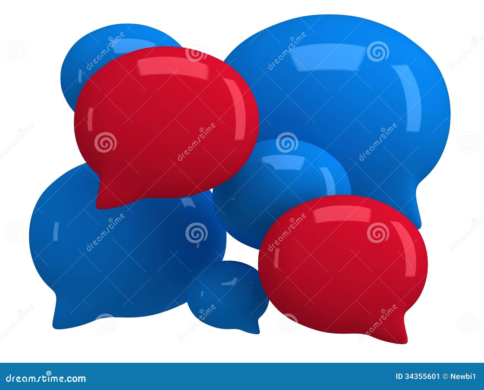 Group of 3d Blank Speech Bubbles Stock Illustration - Illustration of ...