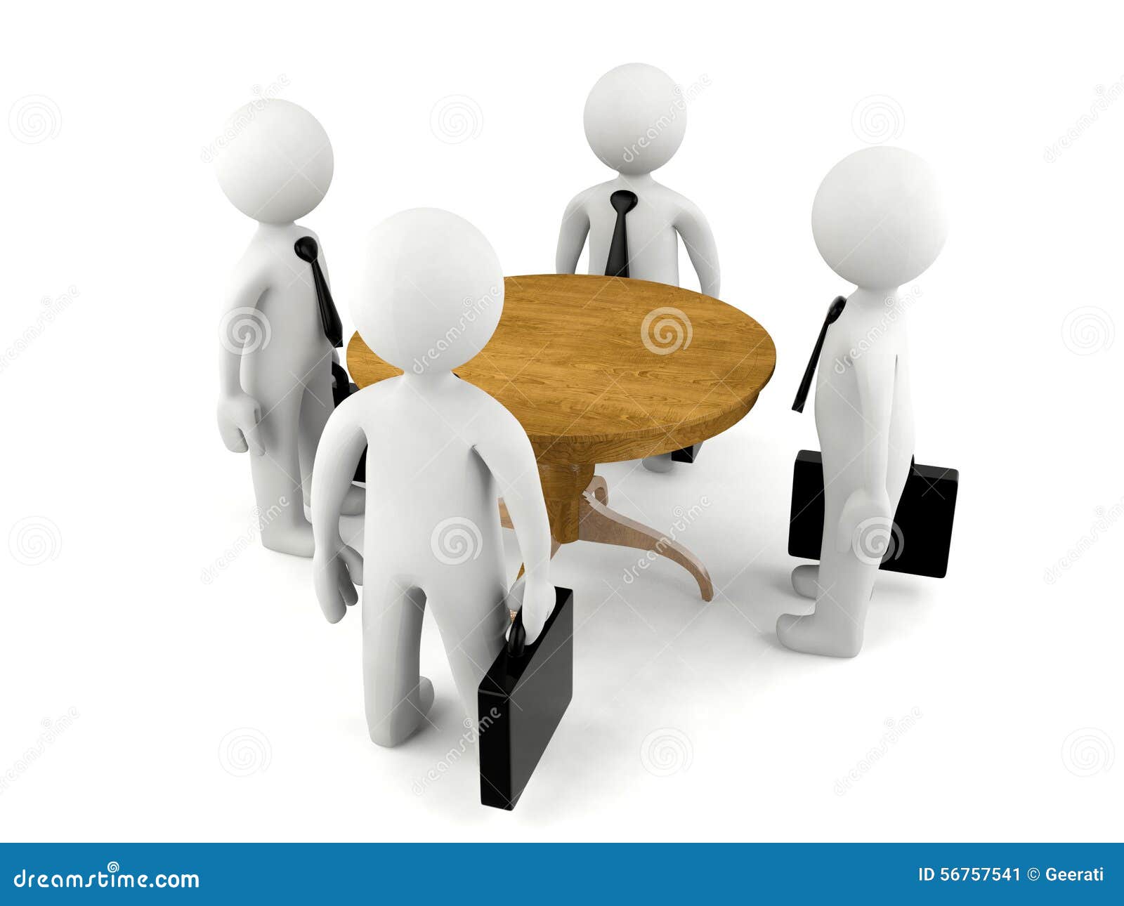 Group of 3D Man Having Business Meeting Stock Illustration ...
