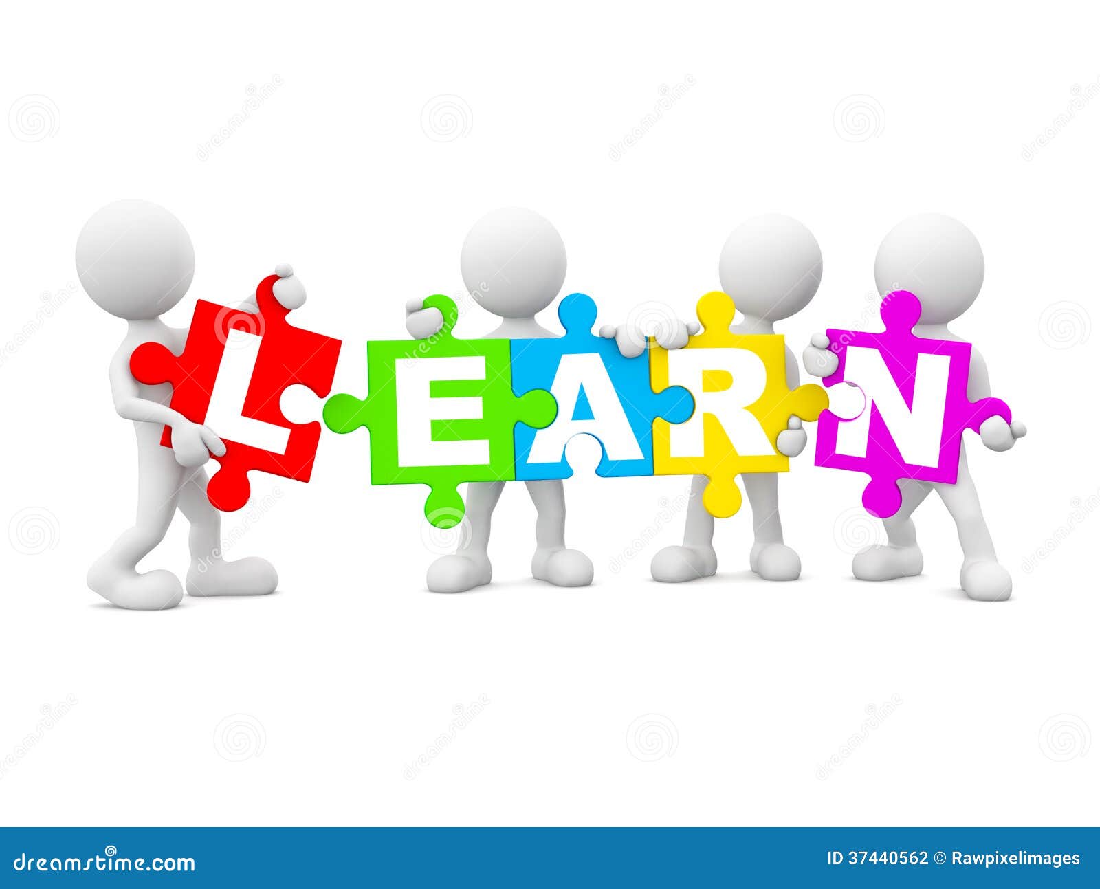 Group of 3D Men Holding LEARN Stock Illustration - Illustration of ...