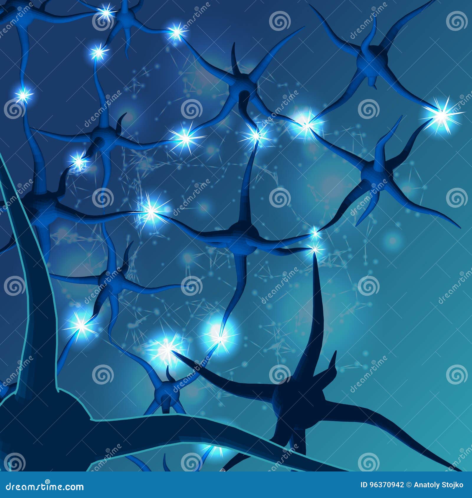 Neurons Network, Artificial Intelligence Digital Brain Synapse ...