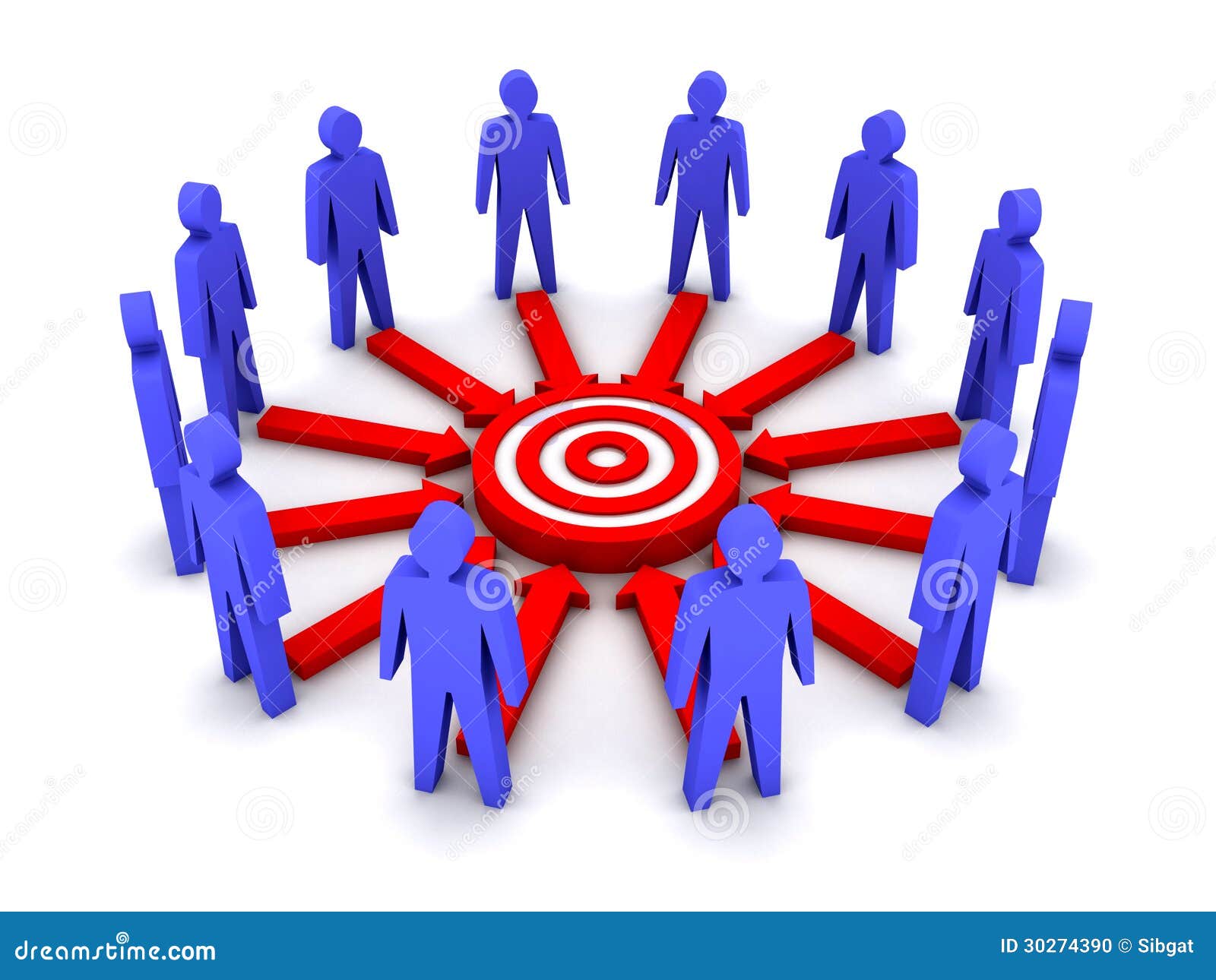 Group of 3D People Working Towards a Common Target. Stock Illustration ...