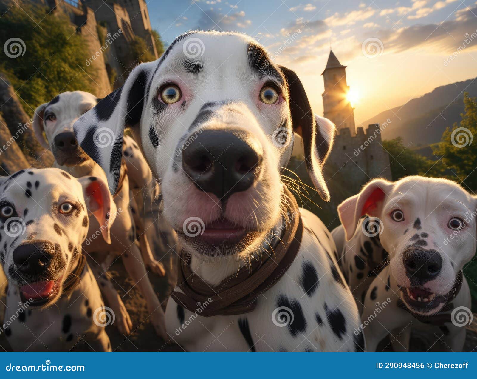 A group of Dalmatians stock photo. Image of dalmatian - 290948456