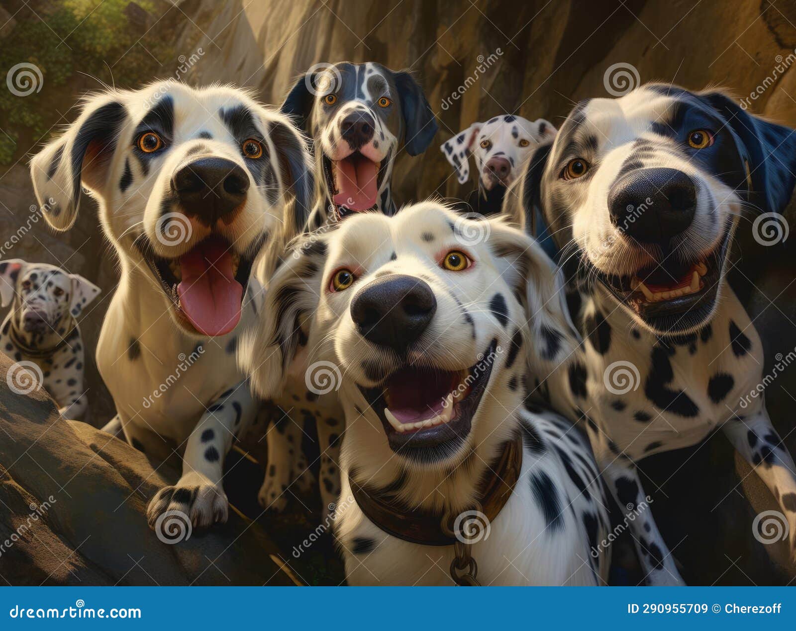 A group of Dalmatians stock image. Image of leash, young - 290955709