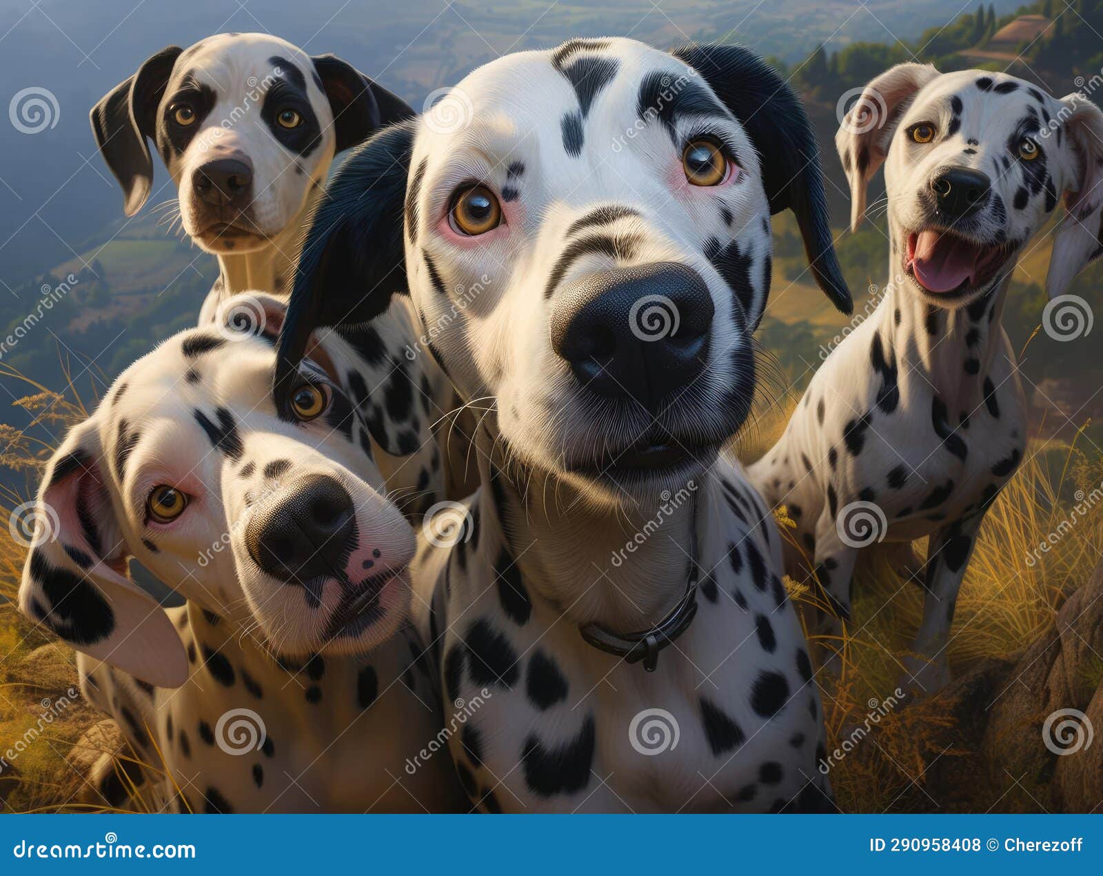 A group of Dalmatians stock photo. Image of studio, person - 290958408