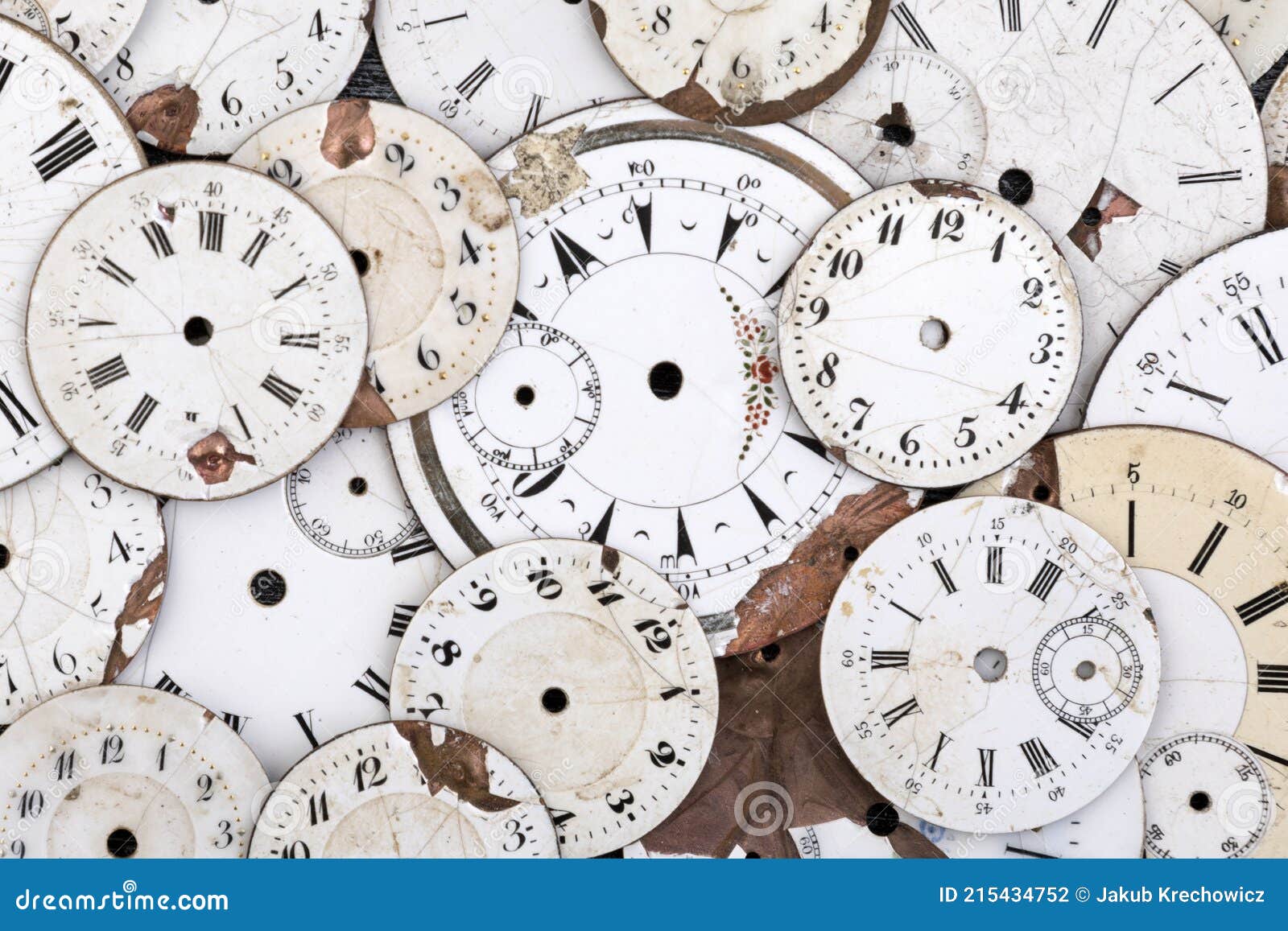 Group of Damaged Antique Watch Faces Stock Photo - Image of retro ...