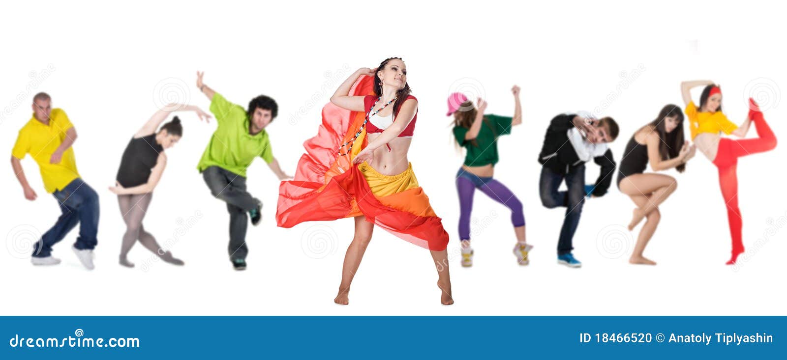 Group dancer with leader stock photo. Image of pose, model - 18466520