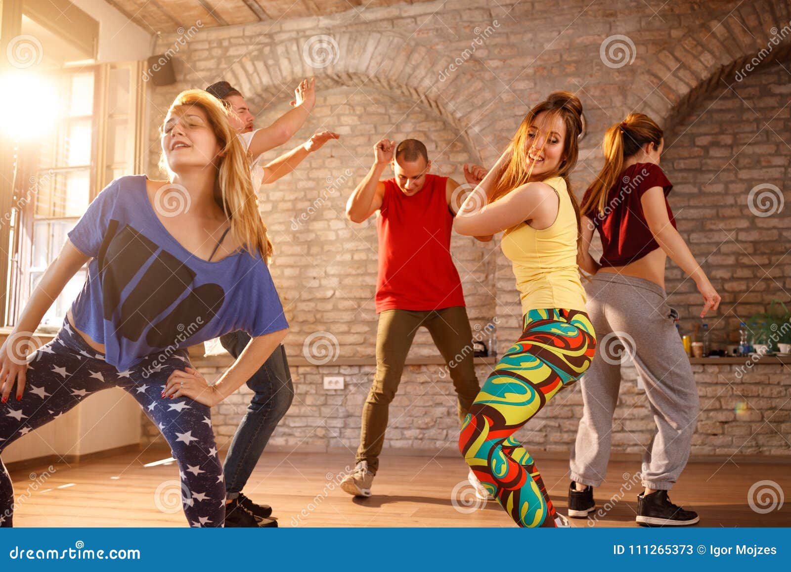Dancers Dancing in Gym Together Stock Image - Image of hobby, movement ...
