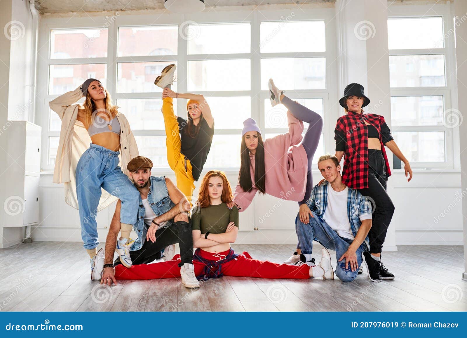 Group of Dancers Posing Moving, Making House Dance Elements Stock Image ...