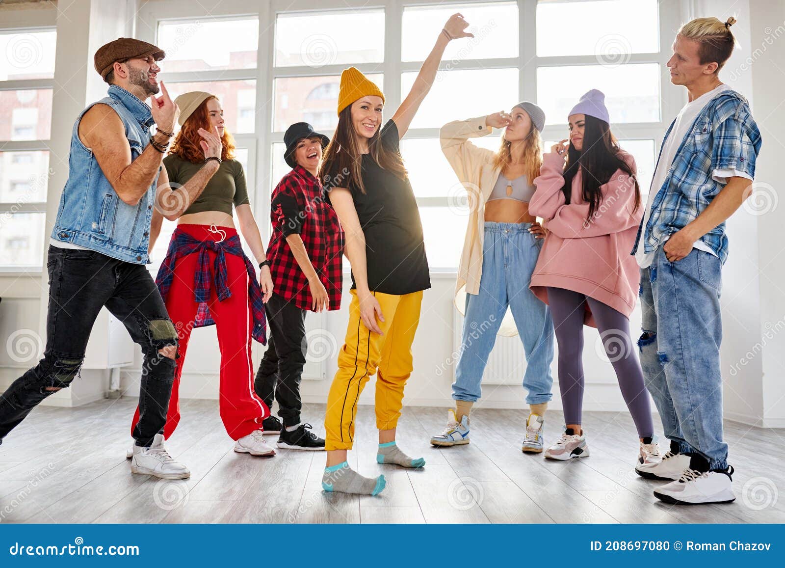 Group of Dancers Posing Moving, Making House Dance Elements Stock Photo ...